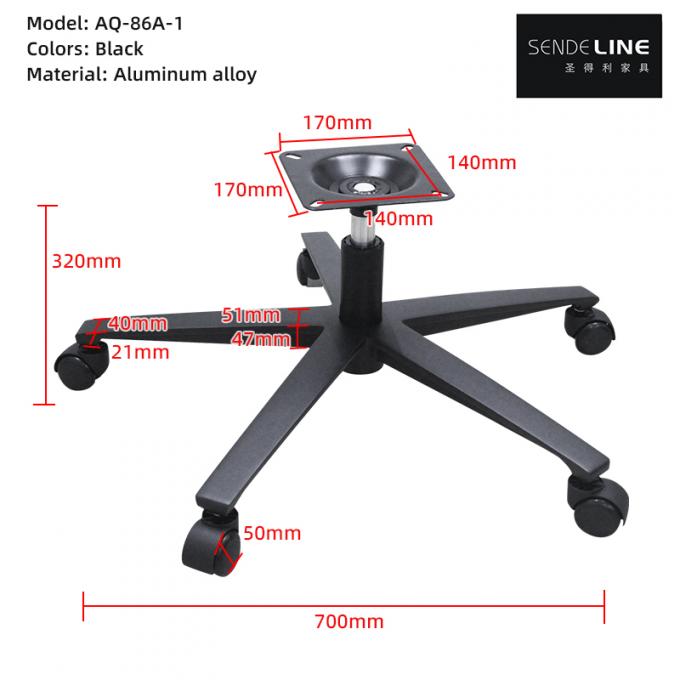Aluminum Revolving Chair Metal Base With Wheels Five Star Chair Legs