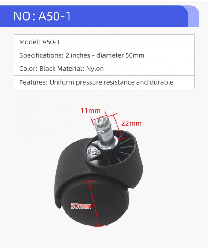 Nylon 50mm Swivel Chair Wheel Replacement Circlip / Thread Universal ...